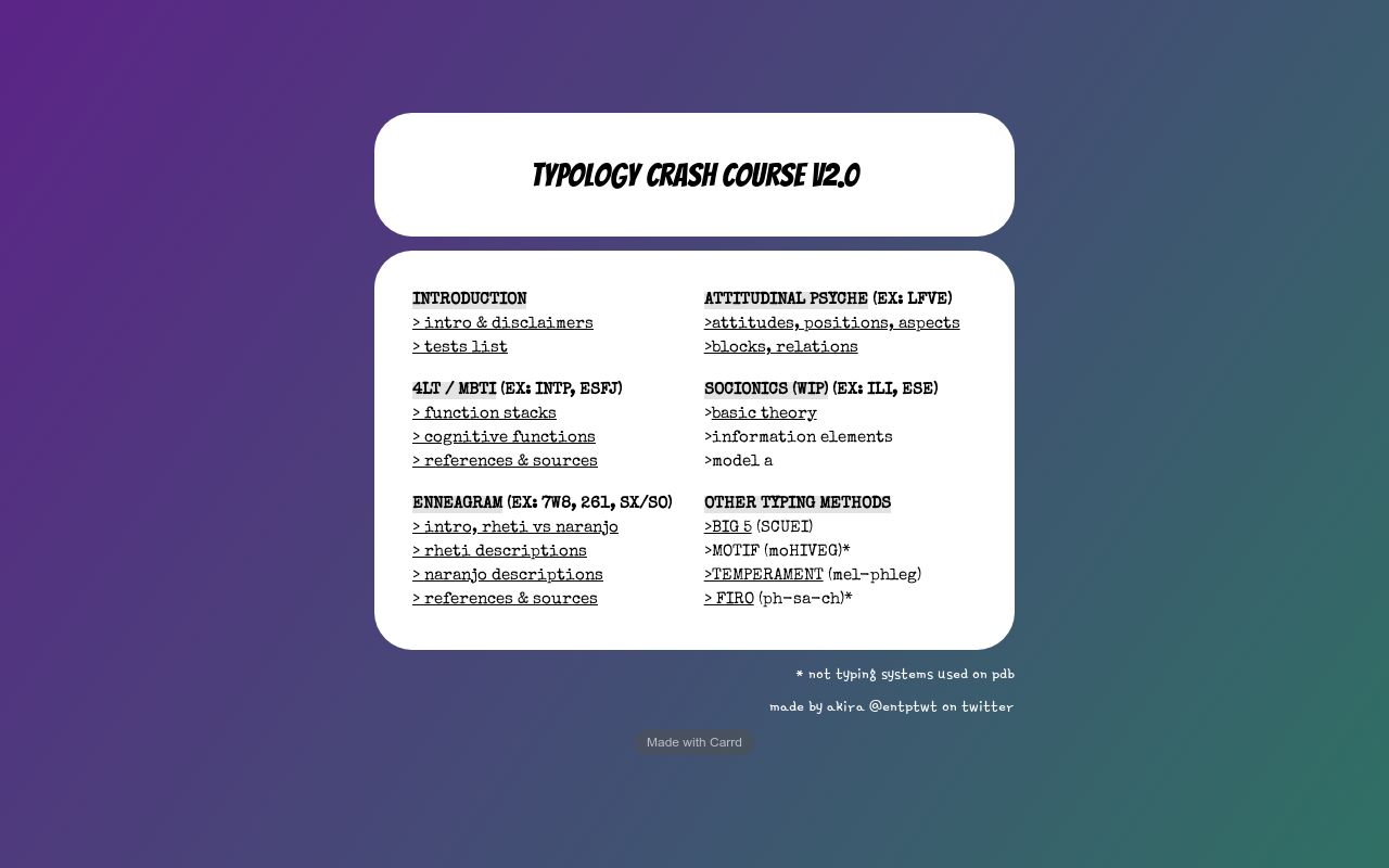 typology crash course 2.0